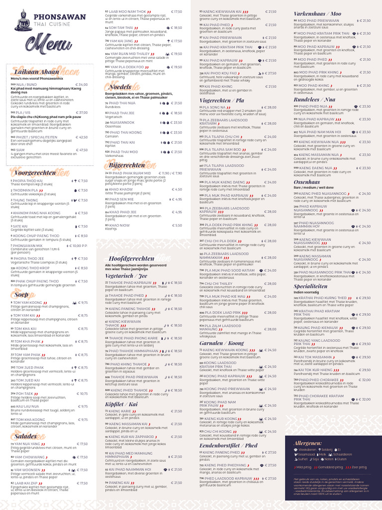 Phonsawan Menukaart 2023 | PDF