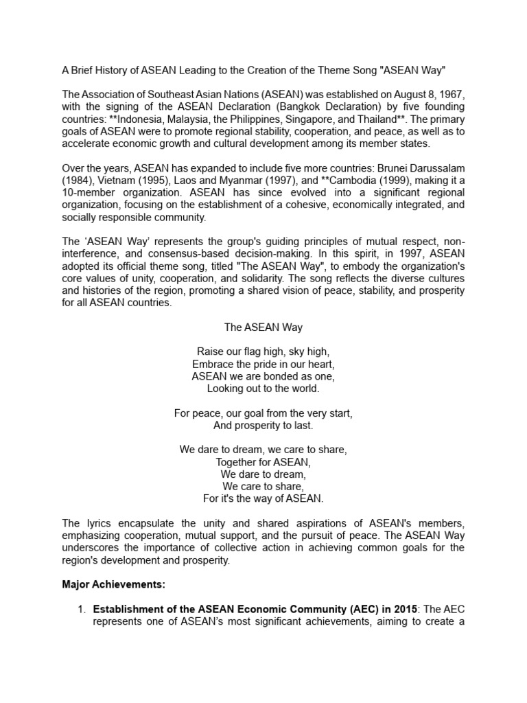 History of ASEAN | PDF | Asean Free Trade Area | International Relations