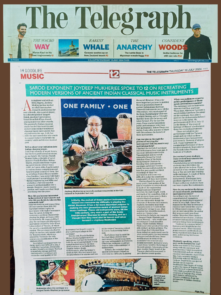 The Telegraph Full Page Interview - Joydeep Mukherjee | PDF