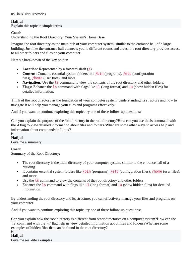 05-Linux - List Directories | PDF | Computer File | Directory (Computing)