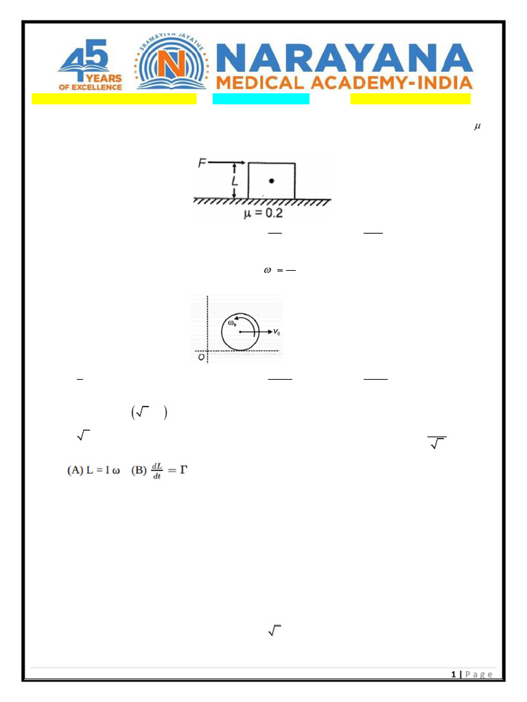 JR Star Neet Cbse MT-11 Physics Assignment | PDF