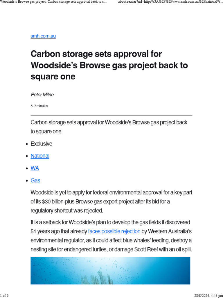 Woodside's Browse Gas Project - Carbon Storage Sets Approval Back To ...