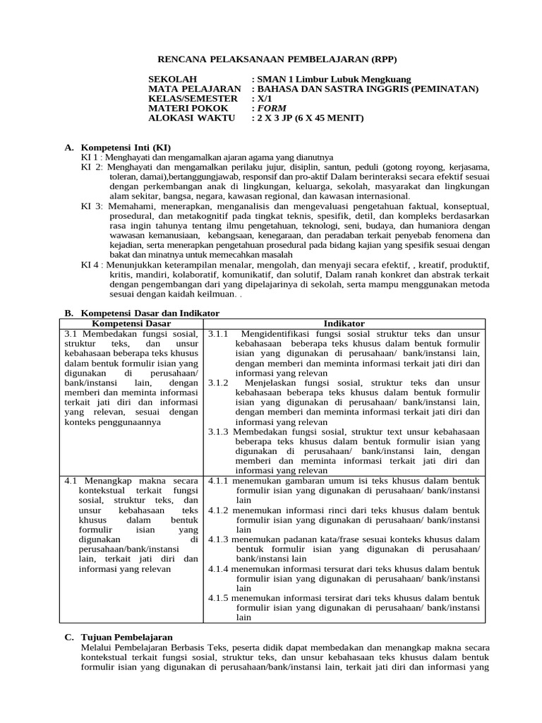 RPP 3.1 & 4.1 (Form) | PDF