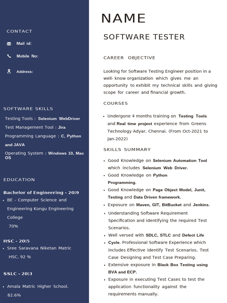 Bharathi Resume Sample | PDF