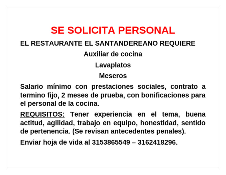 Se Solicita Personal | PDF