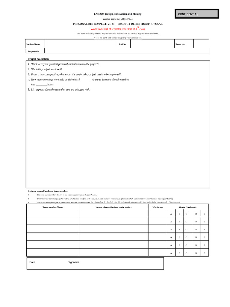 Personal Retrospective-1 Project Proposal - 2024 | PDF