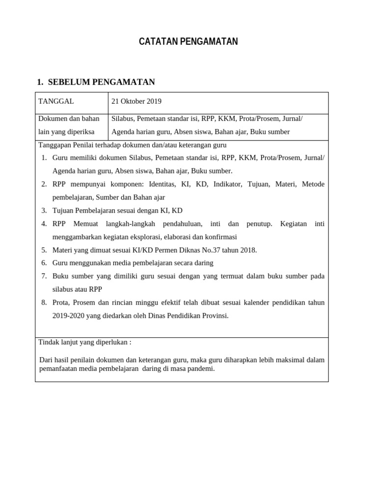 CTTN Pengamatan PKG Rima 2019 | PDF