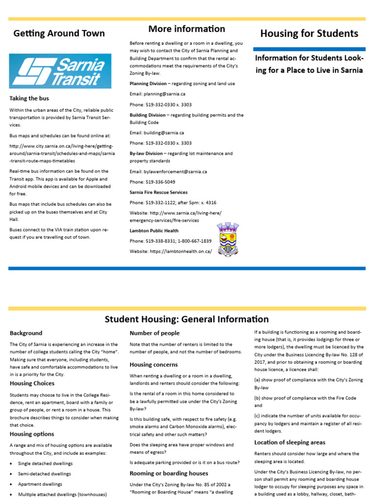 Housing For Students: More Information Getting Around Town | PDF