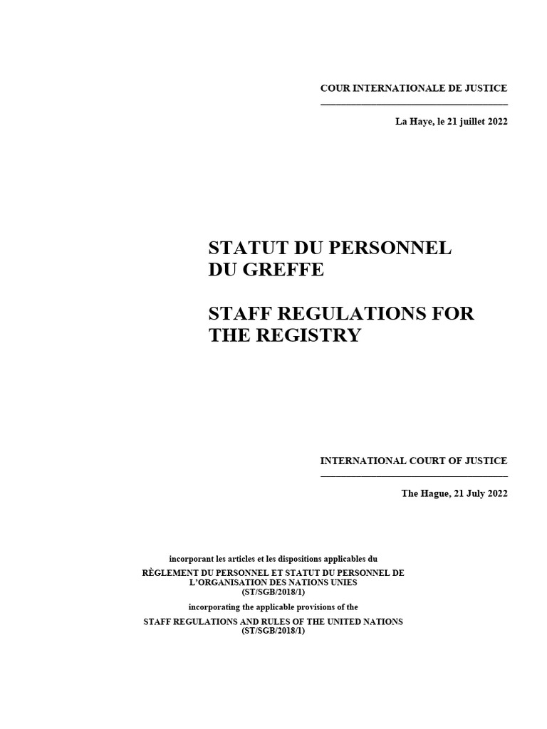 Staff Regulations For The Registry FR | PDF