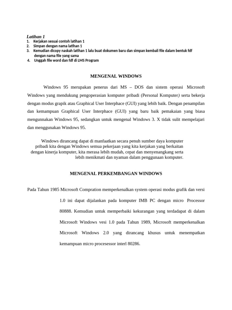 Kumpulan latihan praktek mandiri Microsoft Word 2023 | PDF
