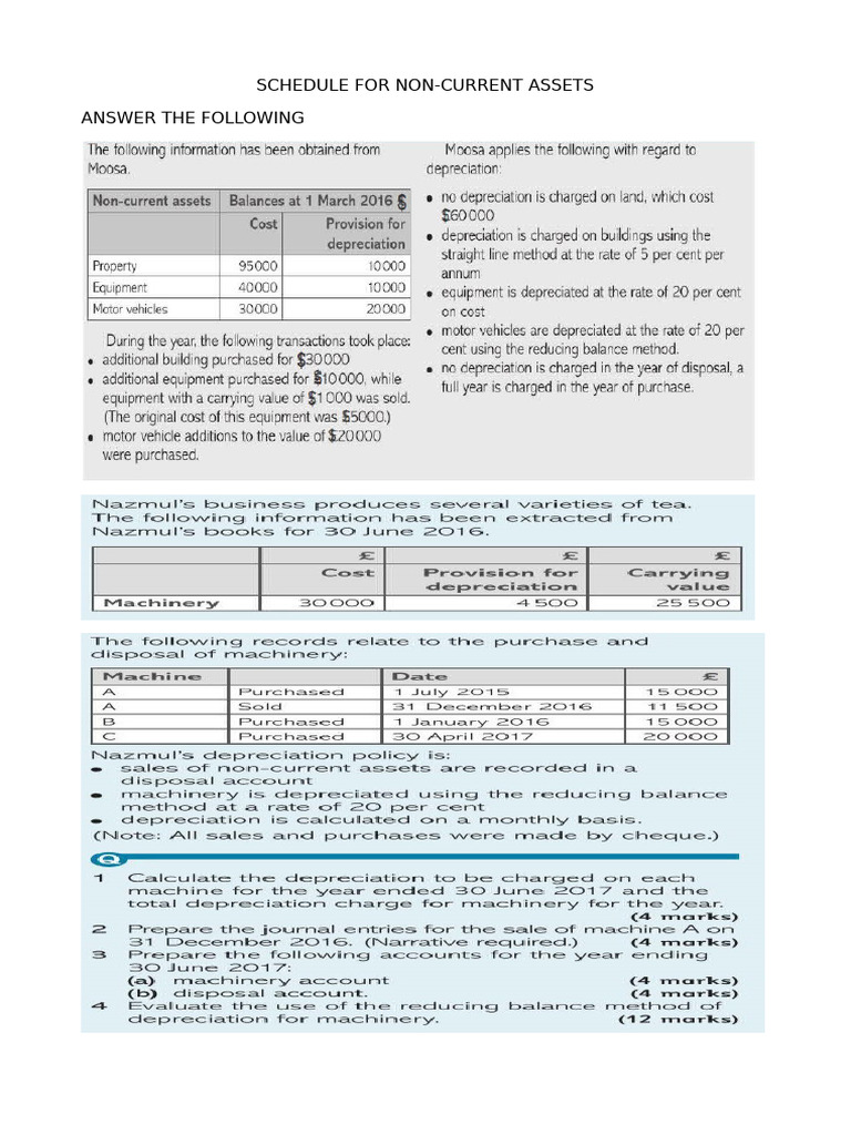 SCHEDULE FOR NON CURRENT ASSETS----- | PDF