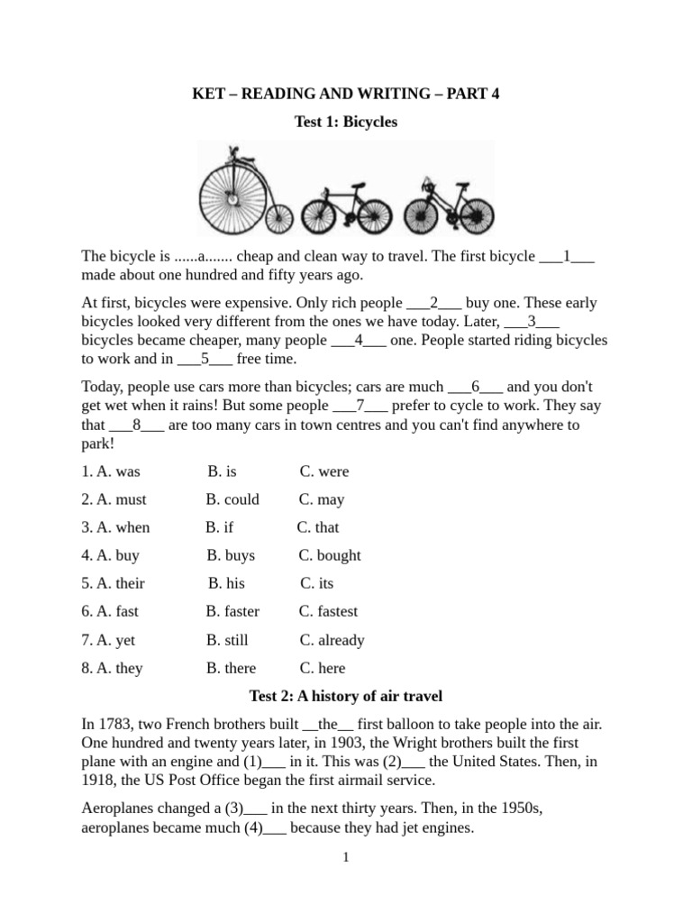 Ket. Reading and Writing Part 4 | PDF