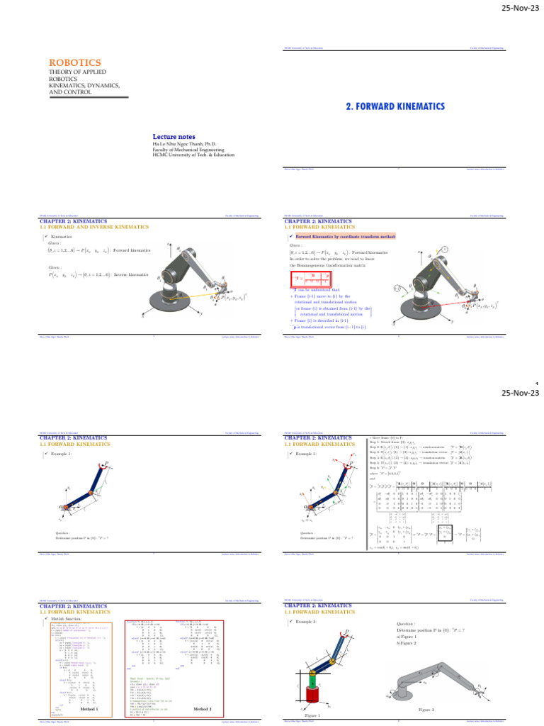 Lecture Notes 3 - Forward Kinematics - v2 | PDF