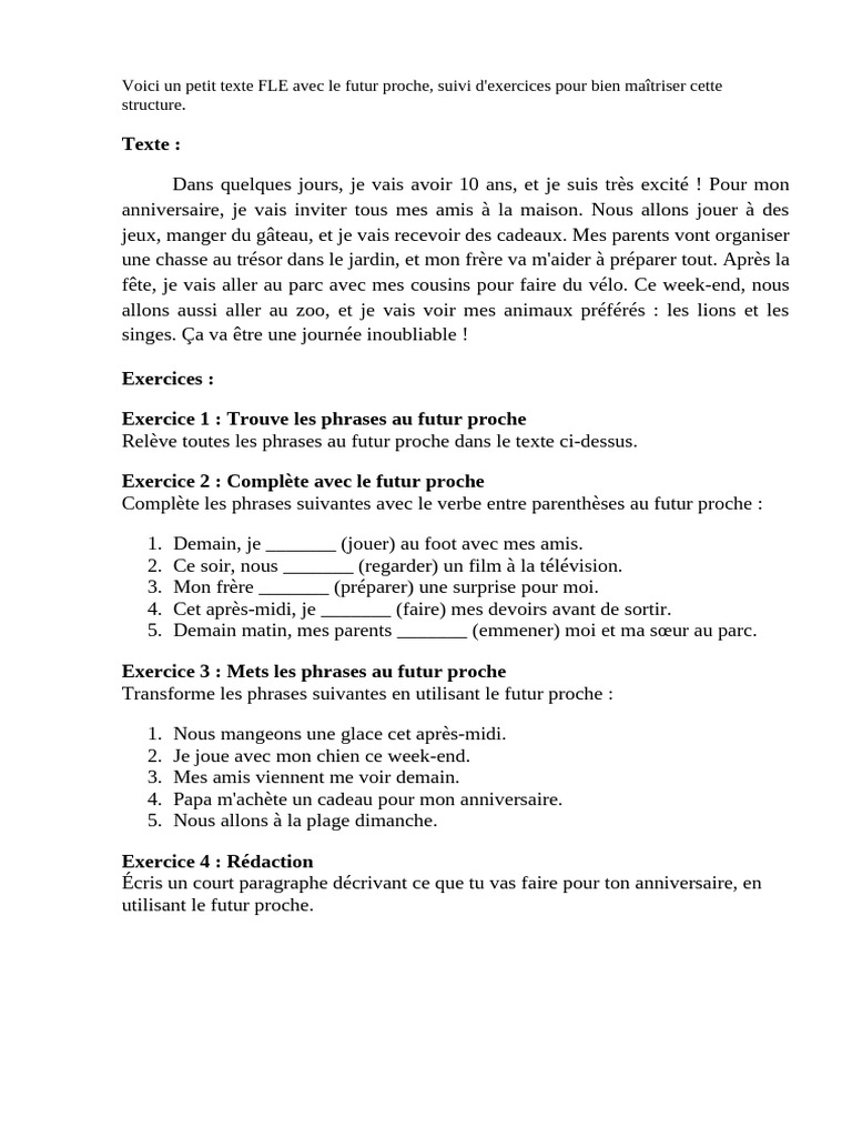 Future Proche A1 | PDF