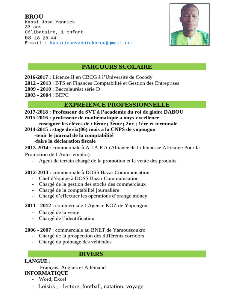 CV Stage Comptabilité | PDF