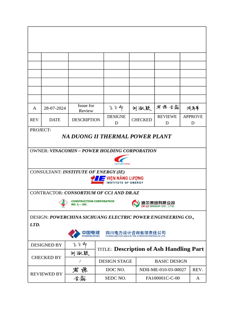 Description of Ash Handling Part | PDF | Coal | Boiler