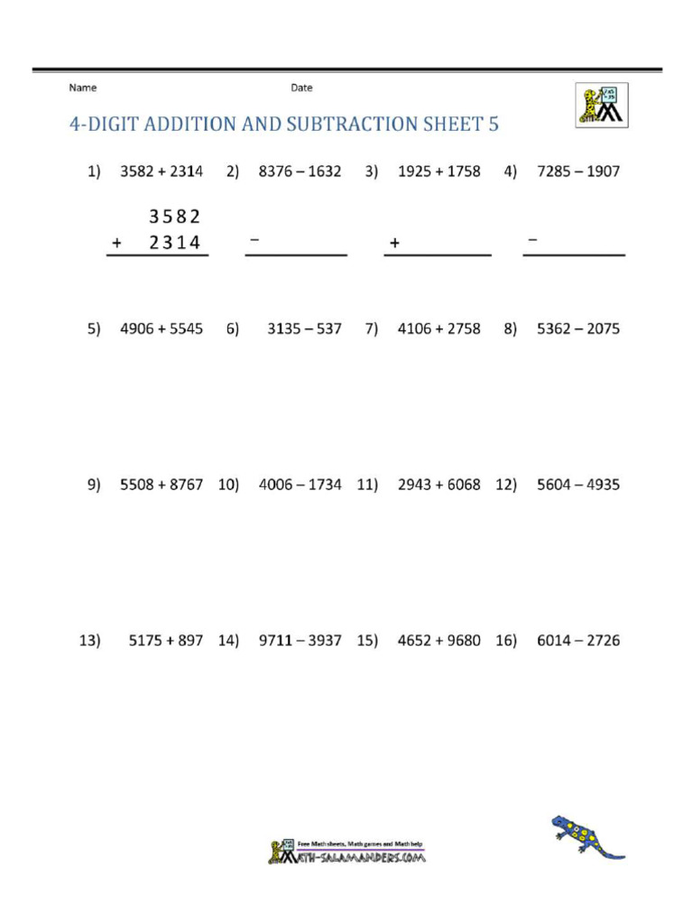 Additon and Subtraction Worksheet2 | PDF