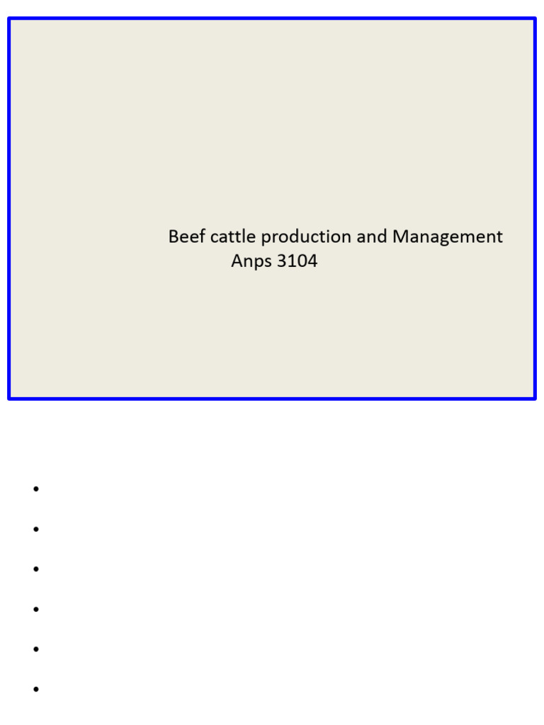 Beef Cattle Production and MGT Teaching Material | PDF