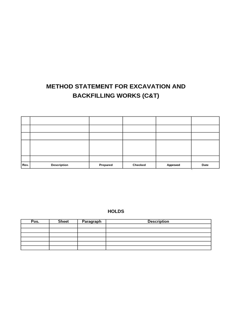 Method Statemnet For Excavation and Backfilling | PDF