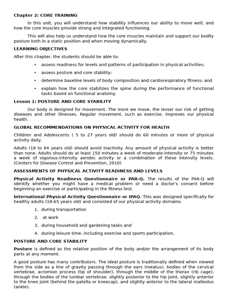 Chapter 2 CORE TRAINING | PDF