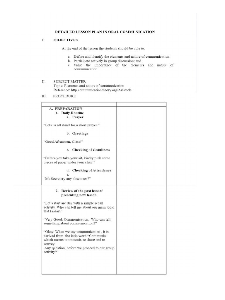 detailed lesson plan | PDF