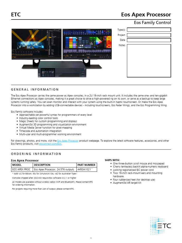 Eos Apex Processor Datasheet Revd | PDF