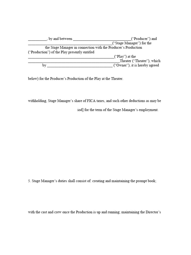 Stage Manager Contract | PDF