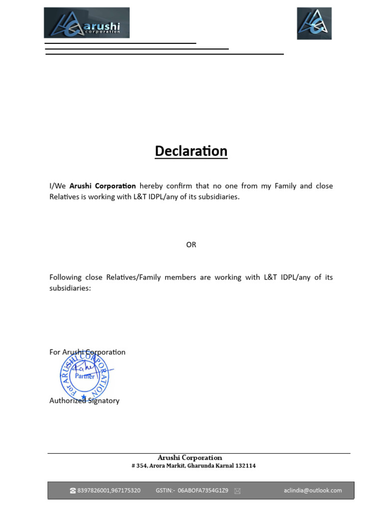 Declaration Letter | PDF