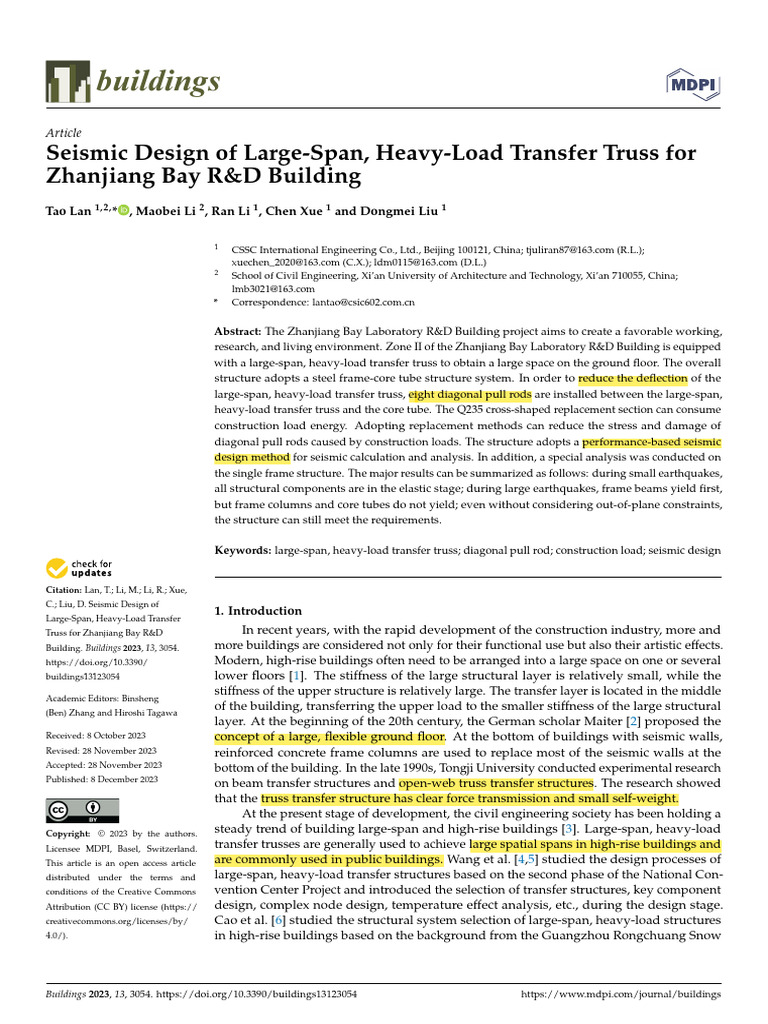 Long Span Structures- Seismic Load Testing | PDF