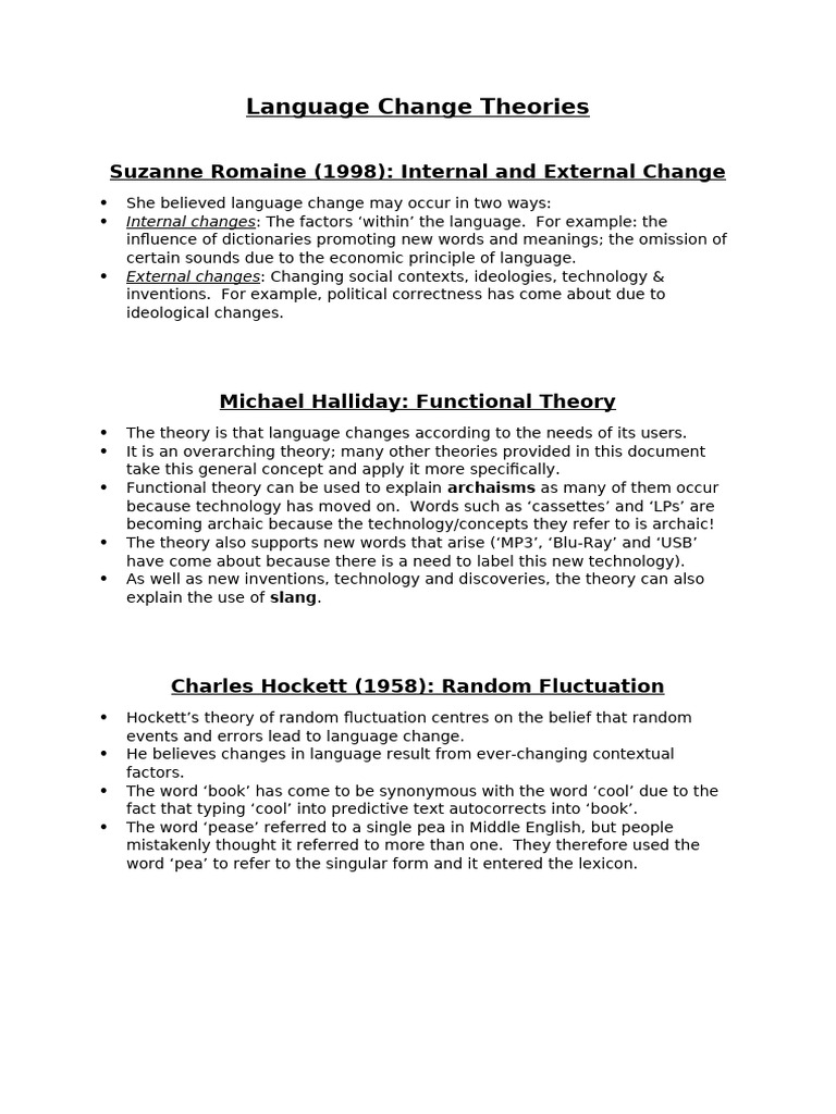 Language Change Notes | PDF