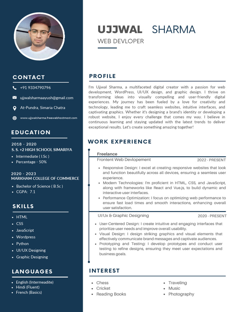 Ujjwal CV | PDF | Design | Computers