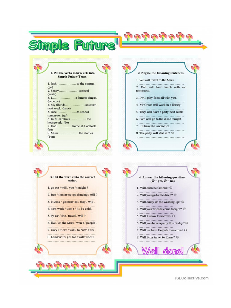 Simple Future Worksheet | PDF