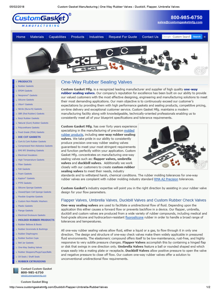 Custom Gasket Manufacturing _ One-Way Rubber Valves - Duckbill, Flapper ...
