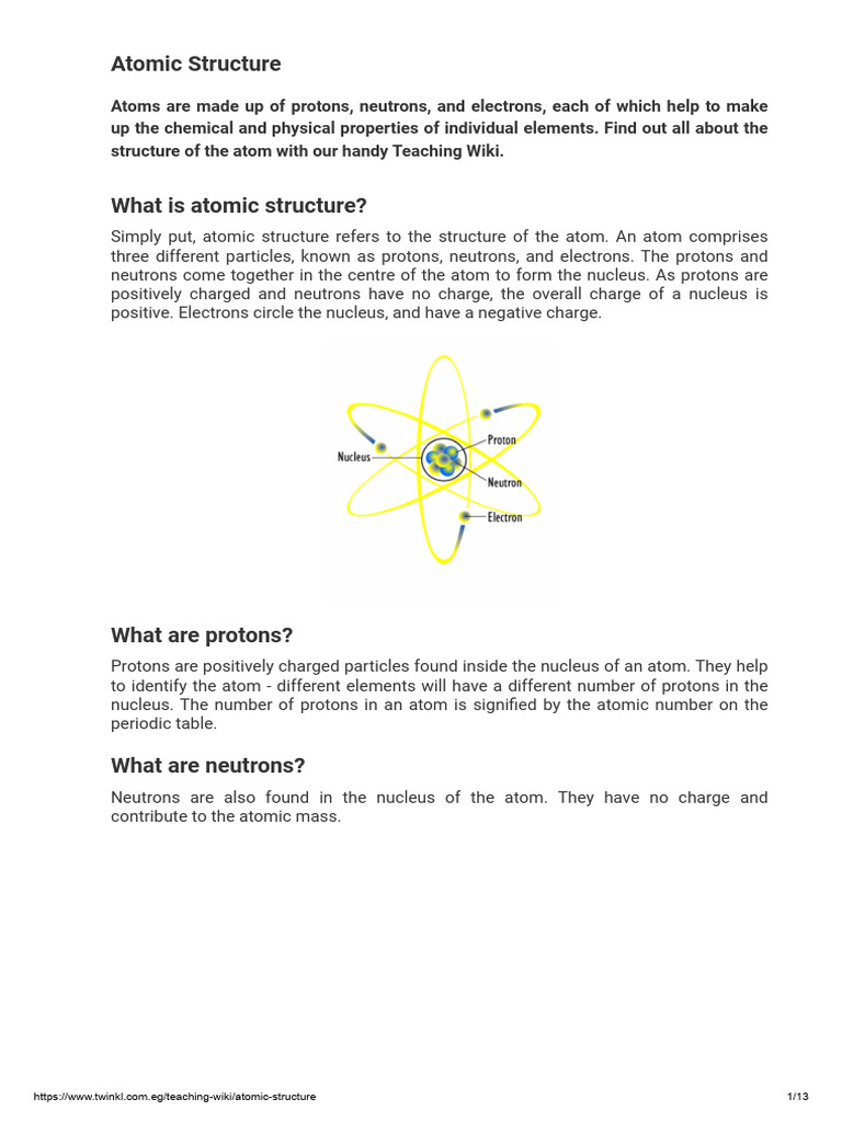 What Is The Structure of The Atom - Atomic Structure | PDF