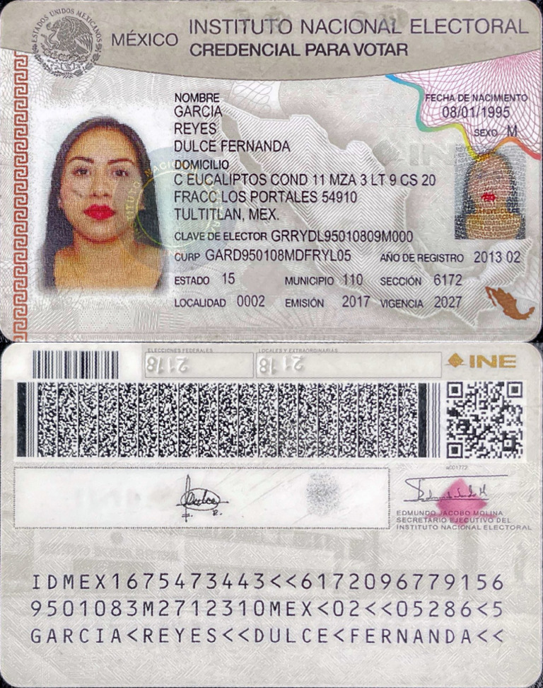 Credencial Ine Dulce Fernanda Garcia Reyes | PDF