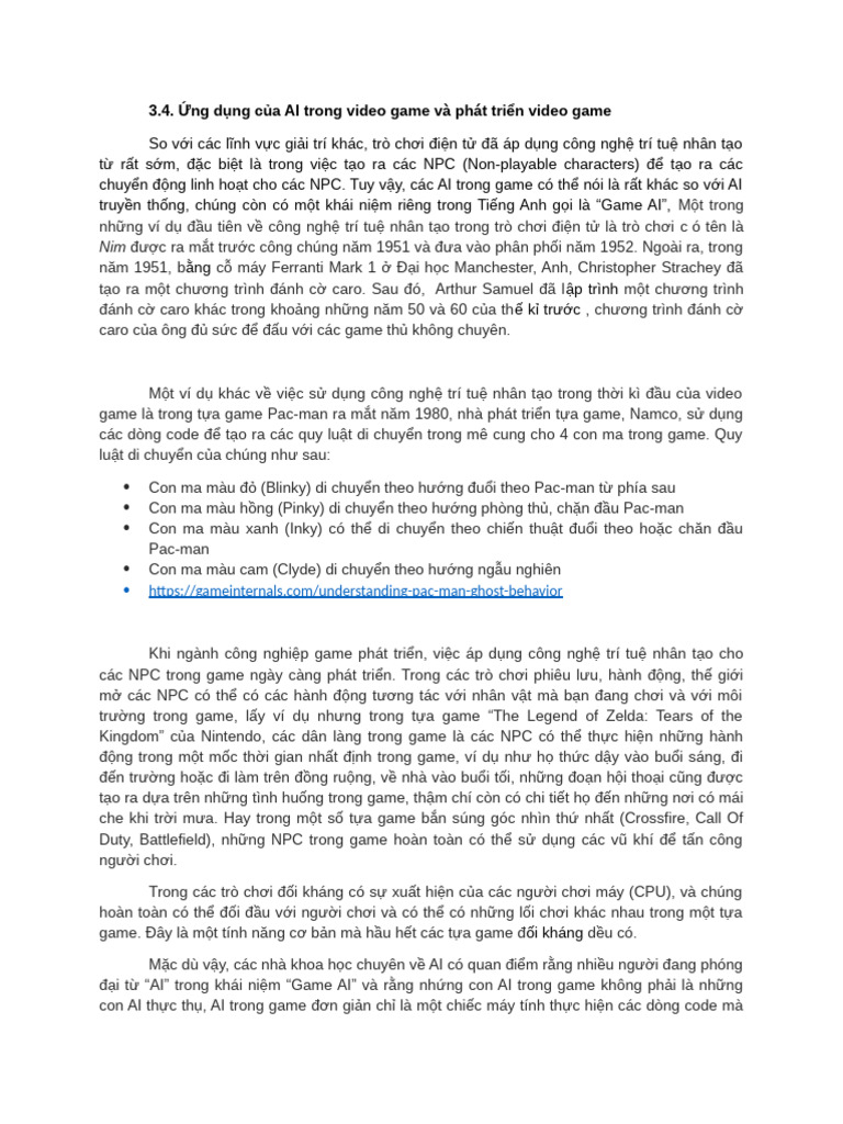 NG D NG C A AI Trong Video Games | PDF