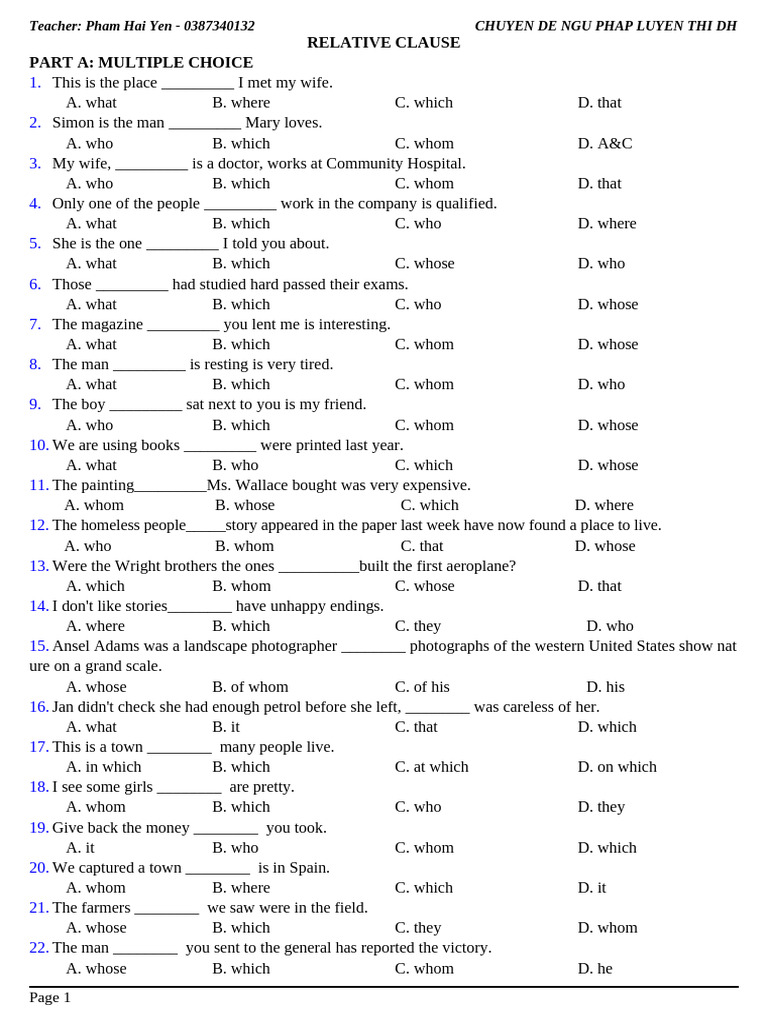 6 Ban - RELATIVE CLAUSES | PDF