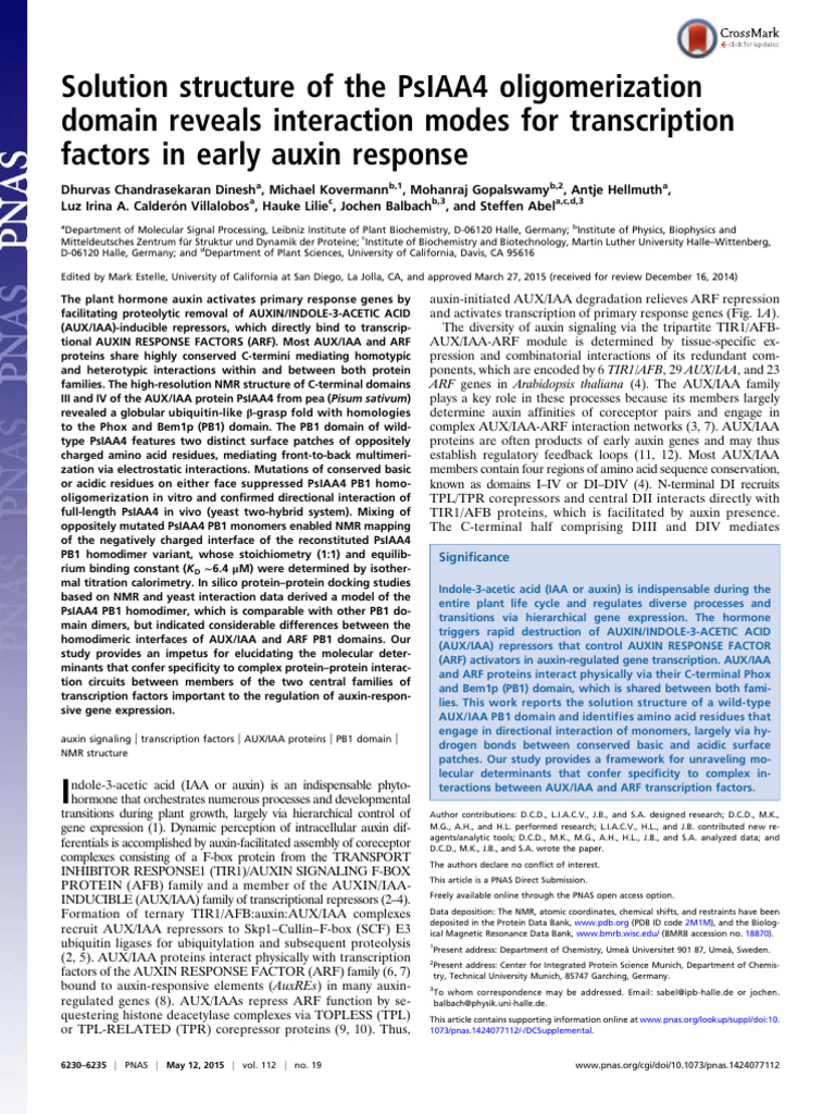 Solution structure of AUX/IAA | PDF
