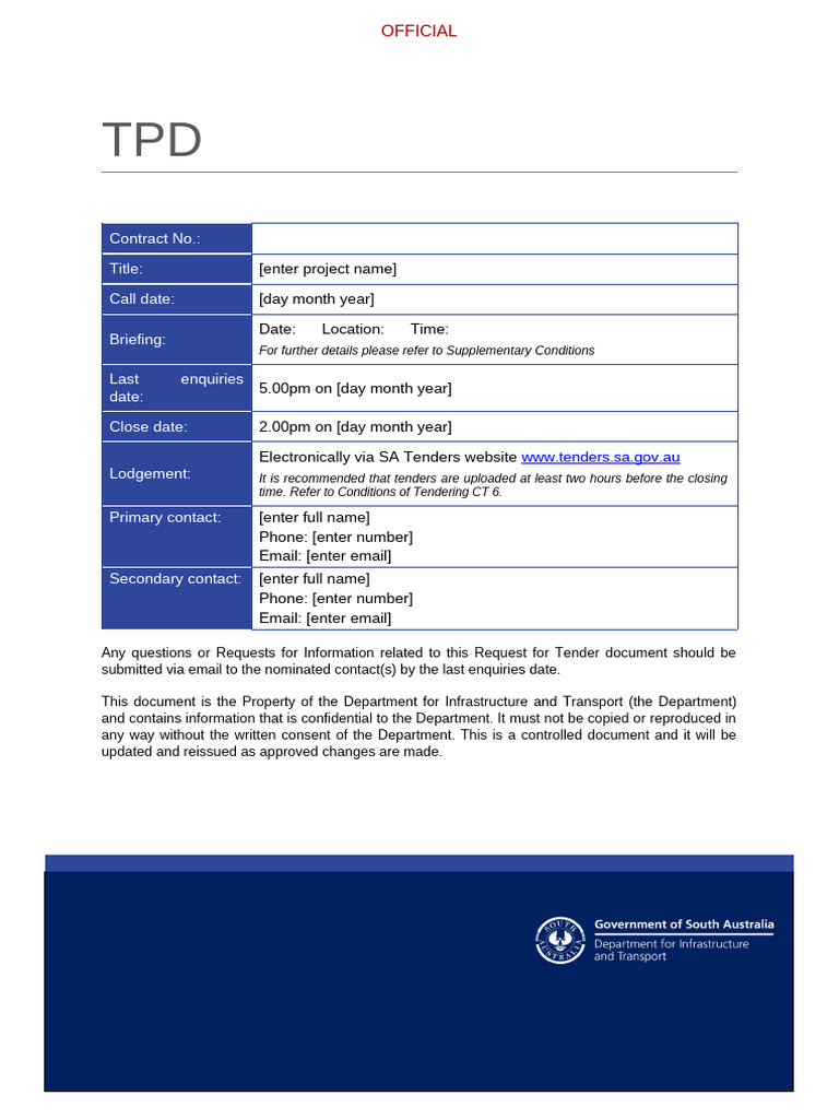 DIT Construction Request For Tender Template May 2023 | PDF