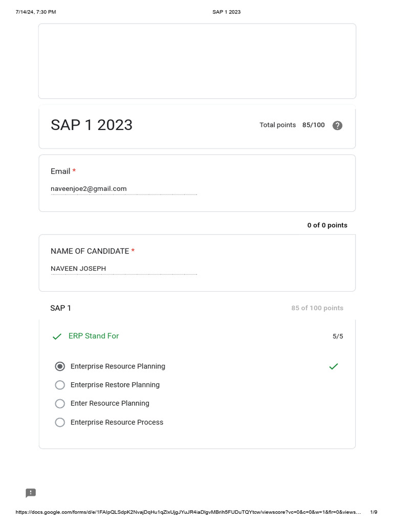 Sap 1 2023 | PDF