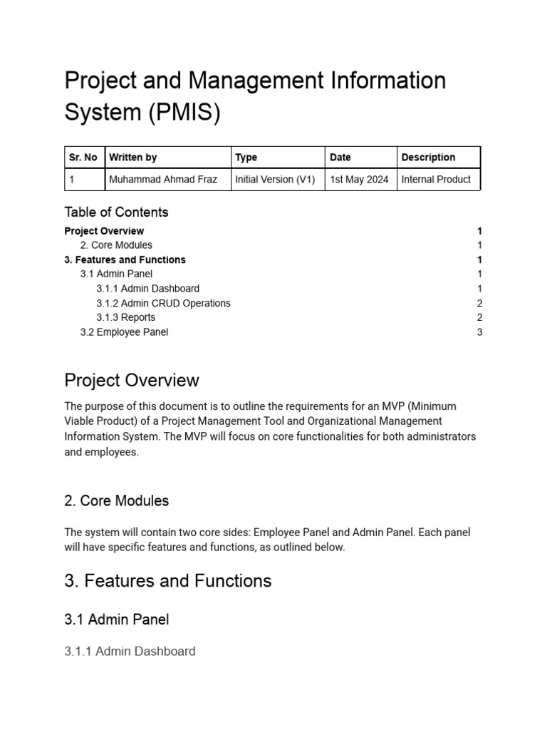 Project and Management Information System (PMIS) AB.Ark (1) | PDF