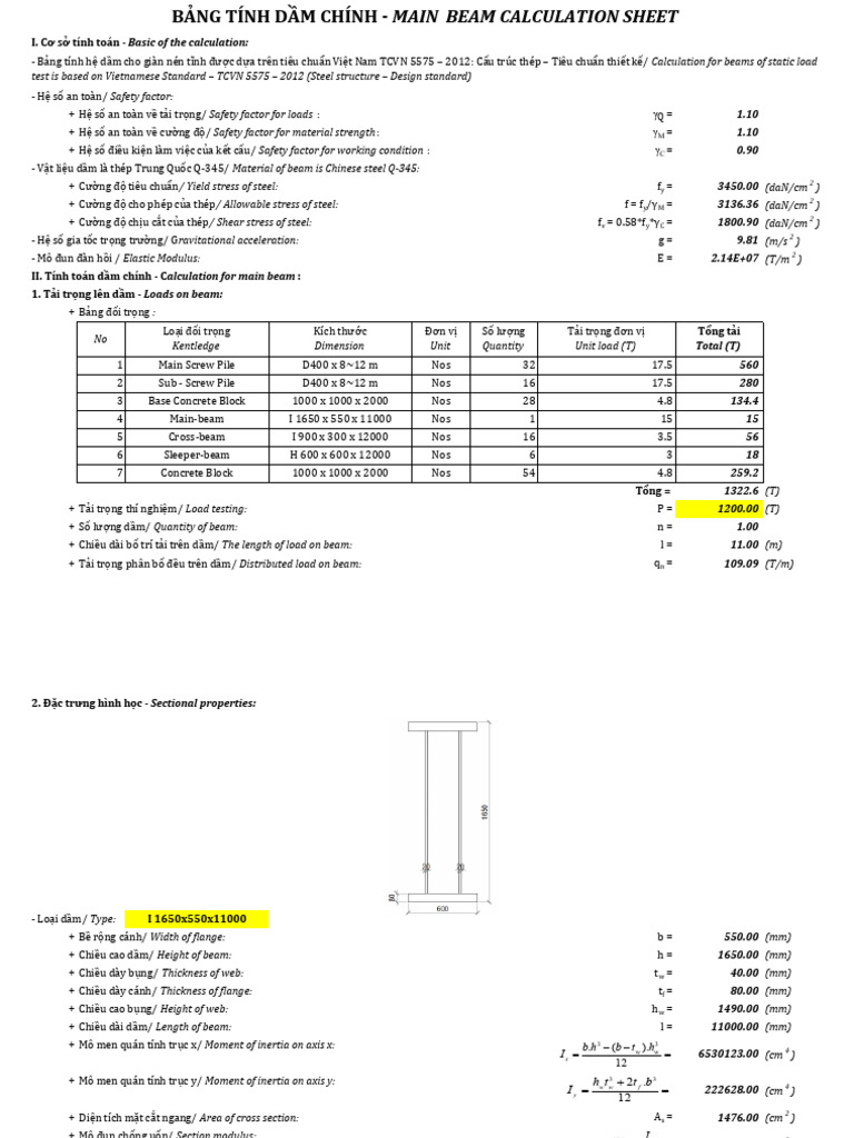Main Beam Load Capacity Analysis | PDF | Beam (Structure) | Bending