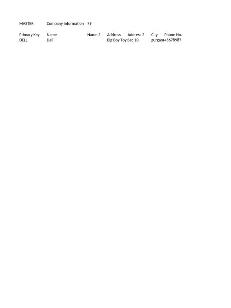 Company Information Master Data Sheet | PDF