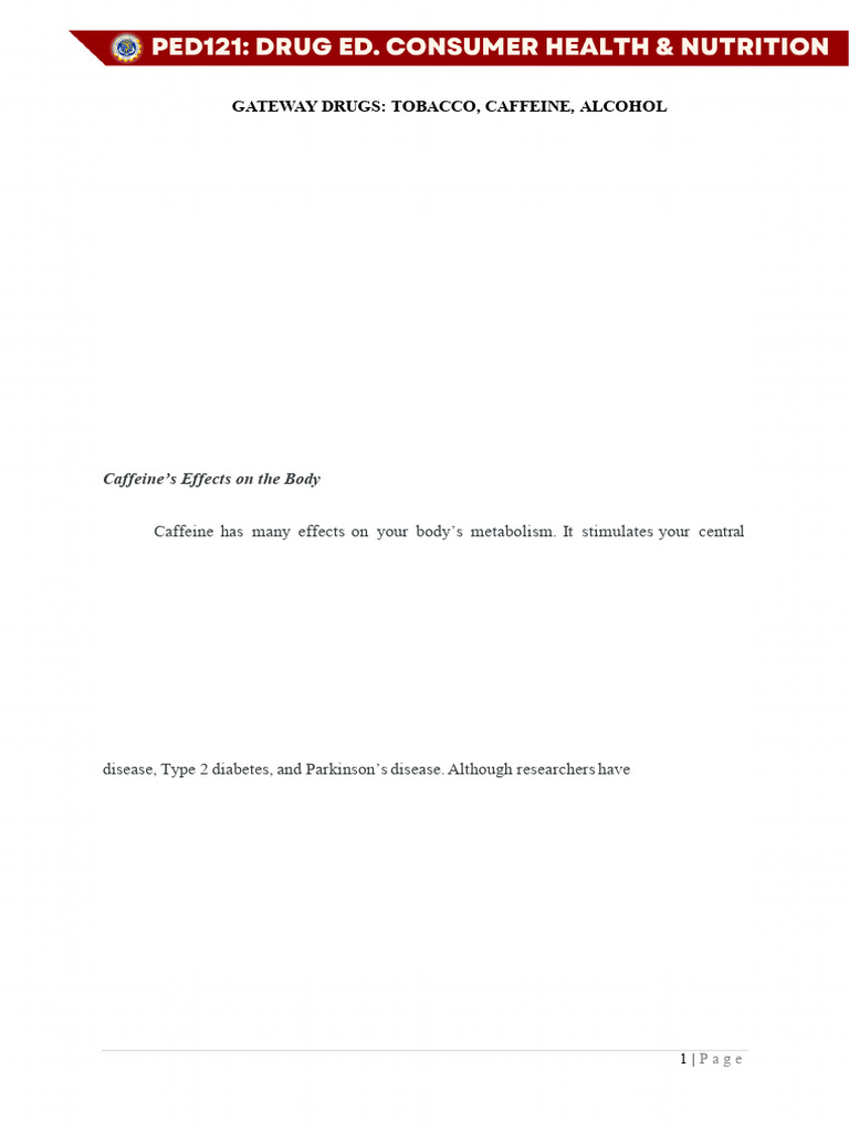 Gateway Drugs - Tobacco, Caffeine, Alcohol | PDF