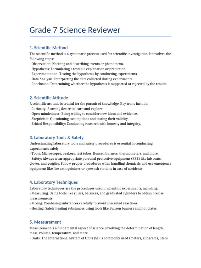 Grade 7 Science Reviewer | PDF