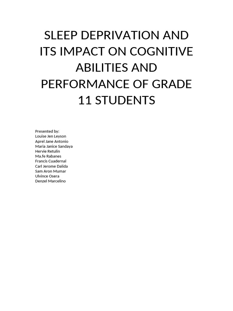 Sleep Deprivation and Its Impact On Cognitive Abil | PDF