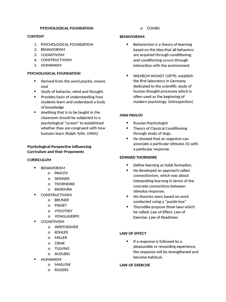 Psychological Foundations of Learning | PDF | Constructivism (Philosophy Of Education) | Science ...