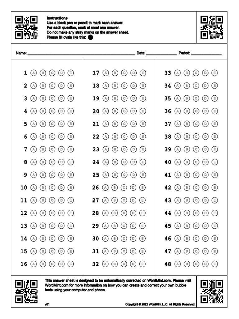 Shaded Multiplace Choice Template | PDF