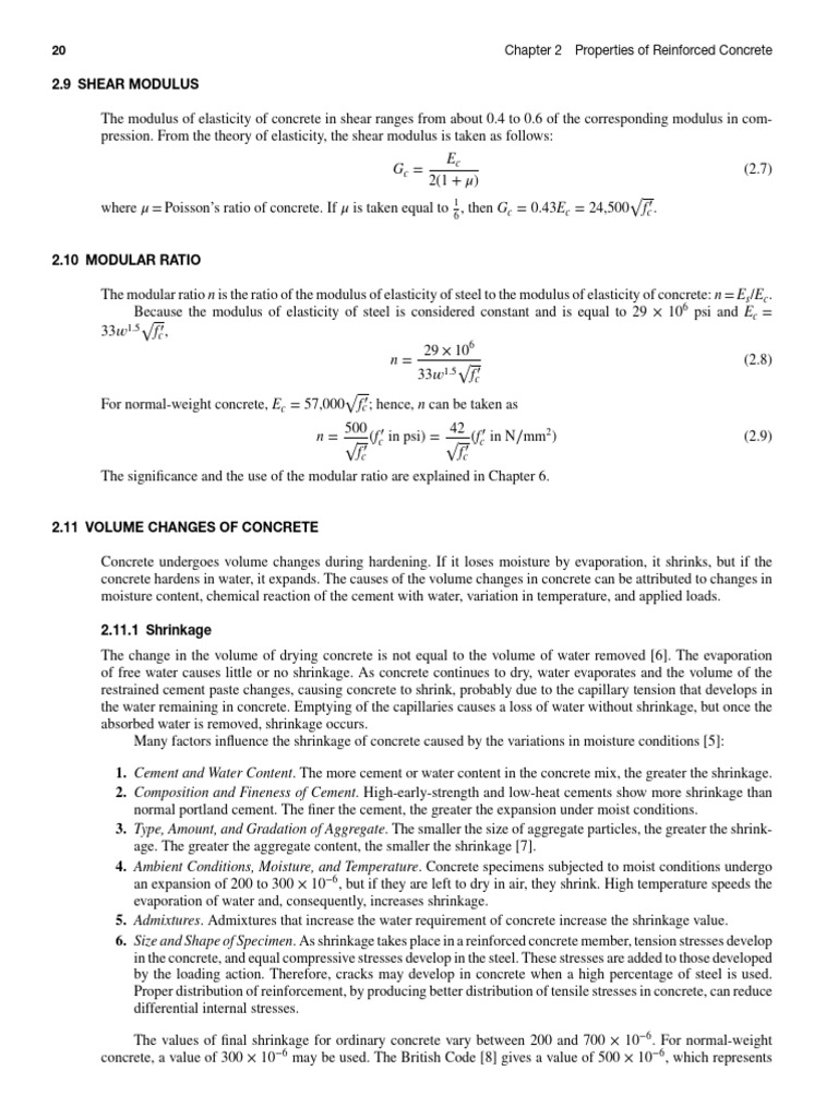 2.9 Shear Modulus: Properties of Reinforced Concrete | PDF