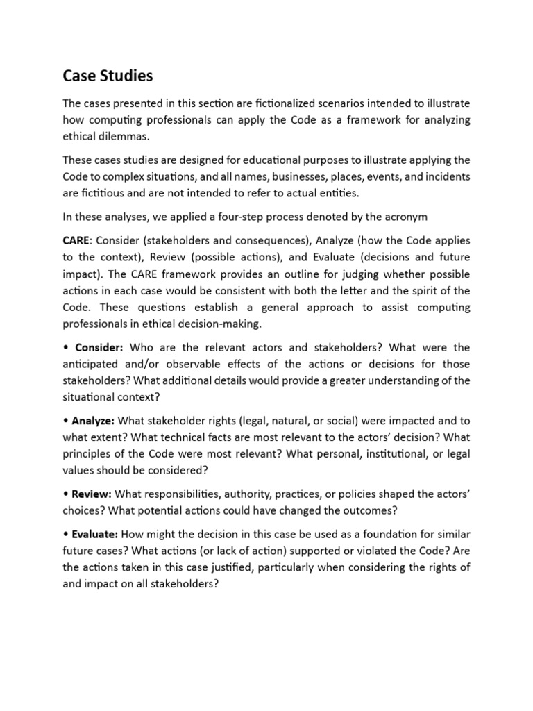 Case-Studies-ACM-Code-of-Ethics | PDF